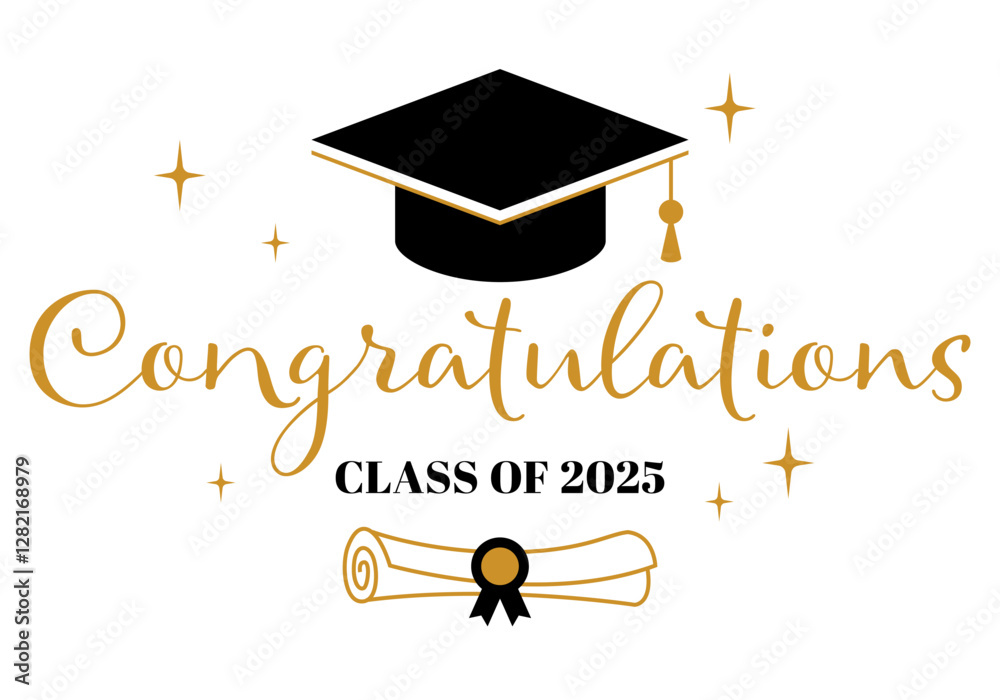 Vector de Stock Class of the year with graduation cap. Education ...