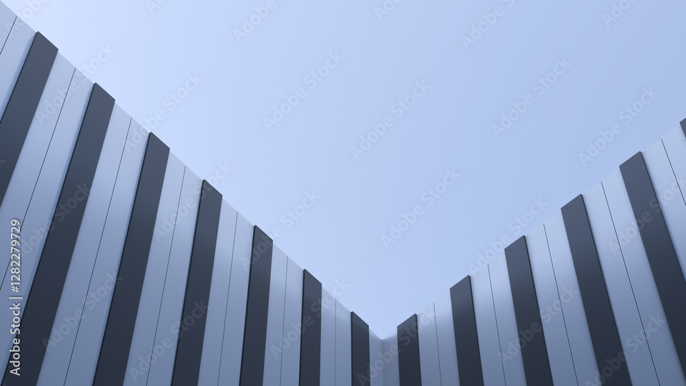 Concrete, block wall with sunset beam and sky. Architectural design ...