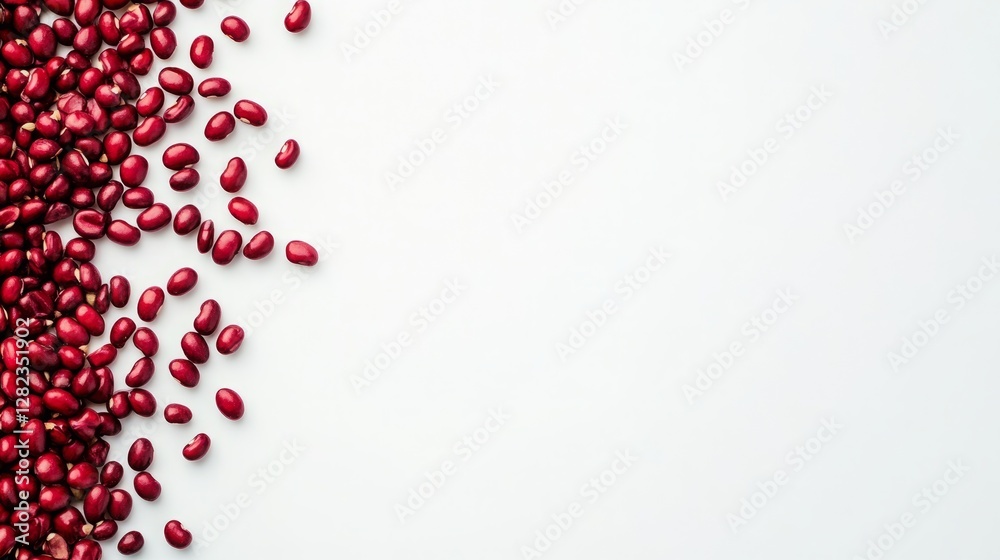 red bean seeds on white background. Blank background for text on ...
