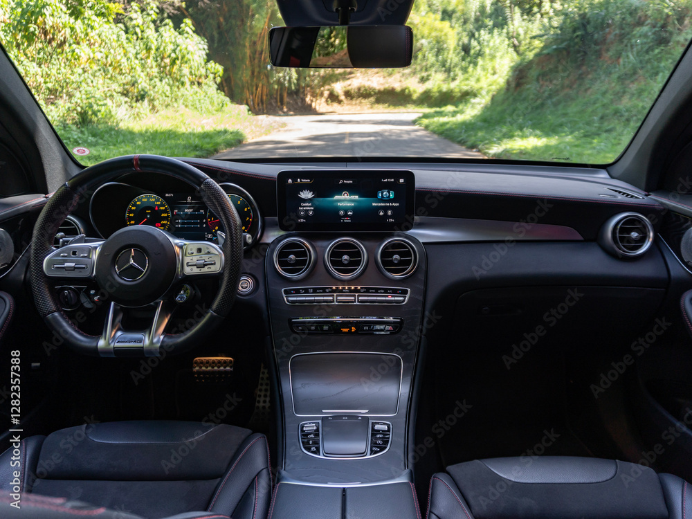 Mercedes Benz AMG GLC full dashboard view, Luxury SUV car cockpit, High ...