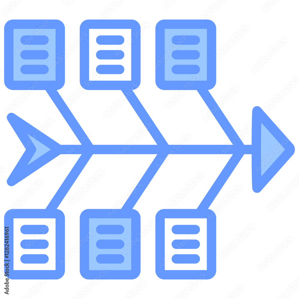 Fishbone Diagram Lineal Blue Icon Stock Vector | Adobe Stock