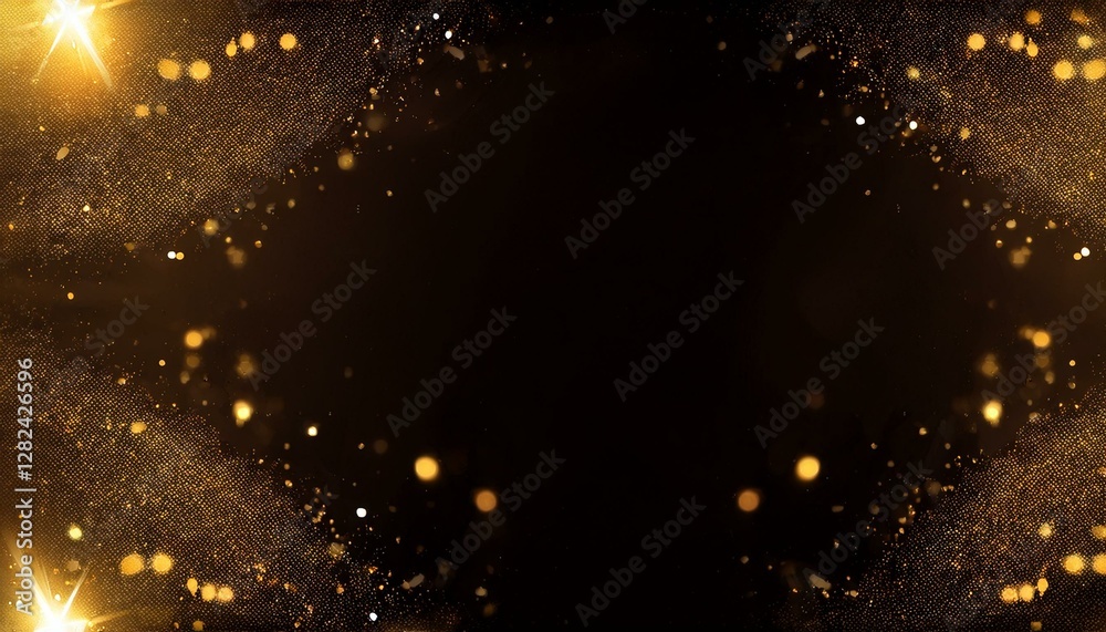 Golden particles frame design, abstract gold texture in the corners of ...