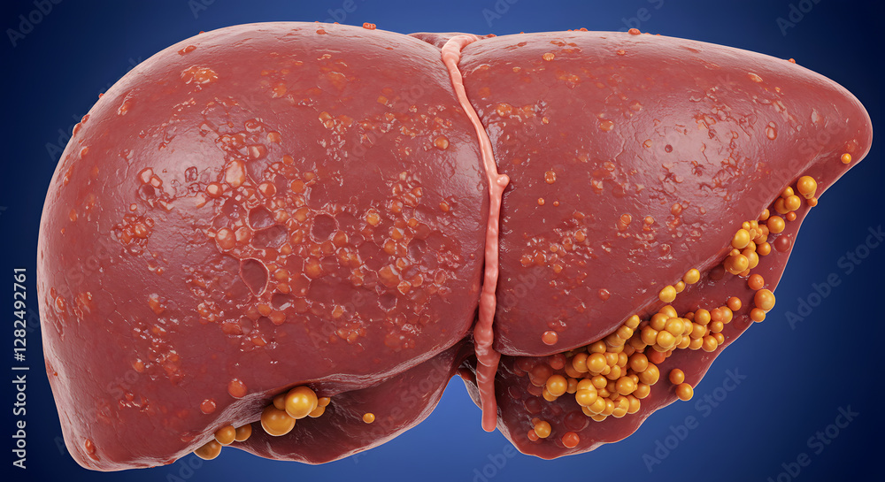 Fatty Liver Disease: 3D Medical Illustration of a Human Liver with Fat ...