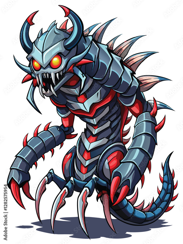 Render a grotesque biomechanical centipede monster, heavily detailed ...