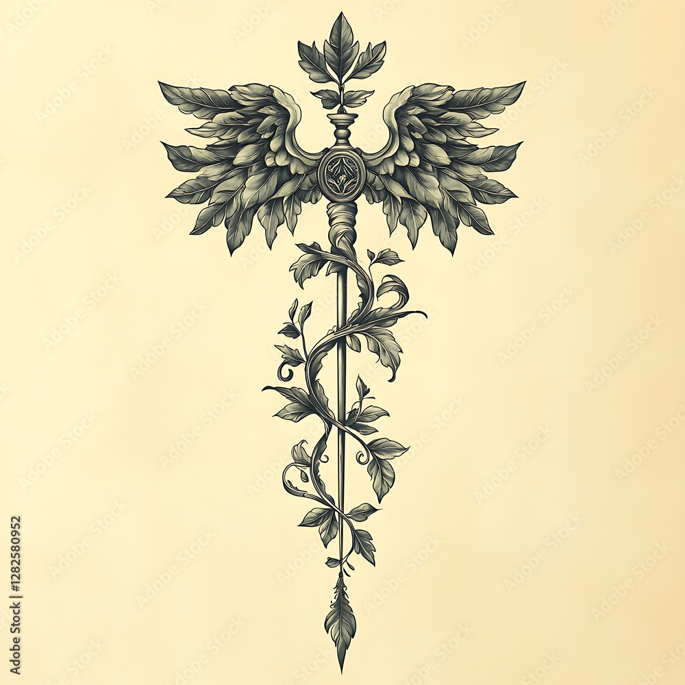 Elegant medical caduceus design with wings high resolution hd picture ...