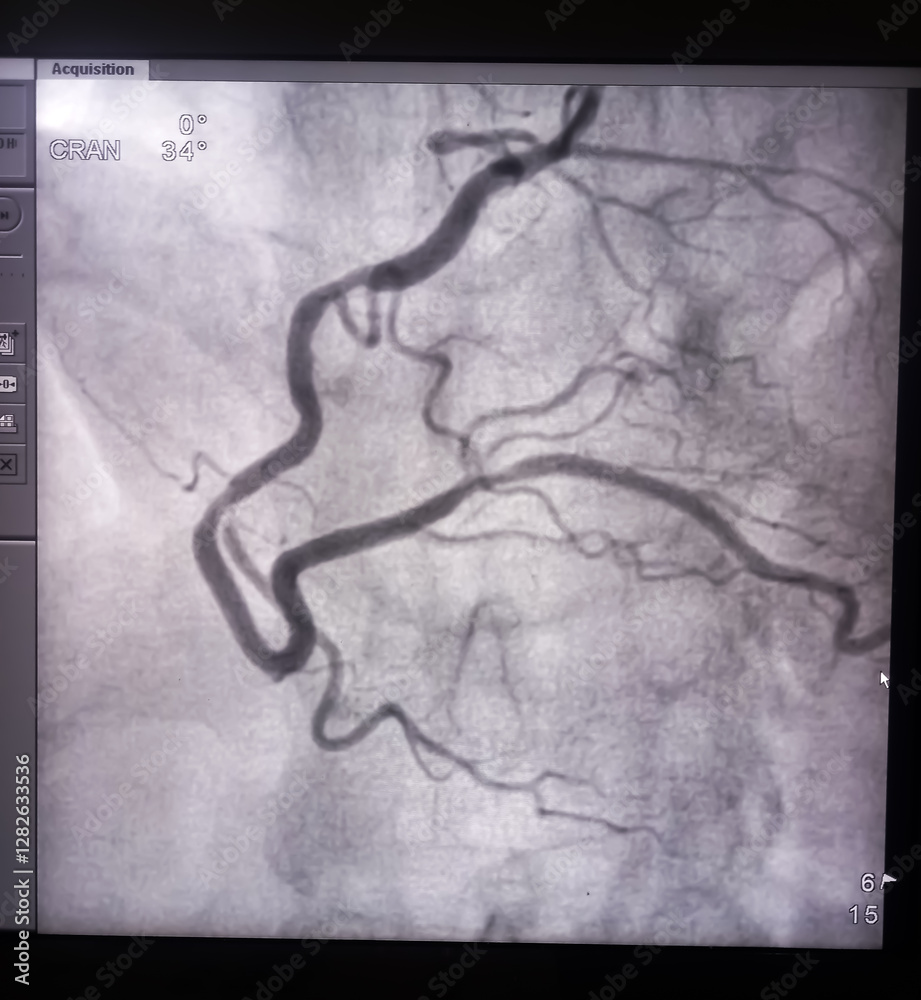 Coronary angiogram of right coronary artery during cardiac ...