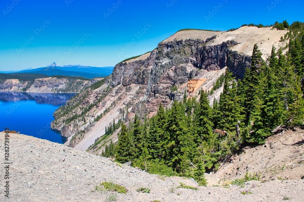 Summer View of Pumice Castle at Crater Lake National Park in Oregon ...