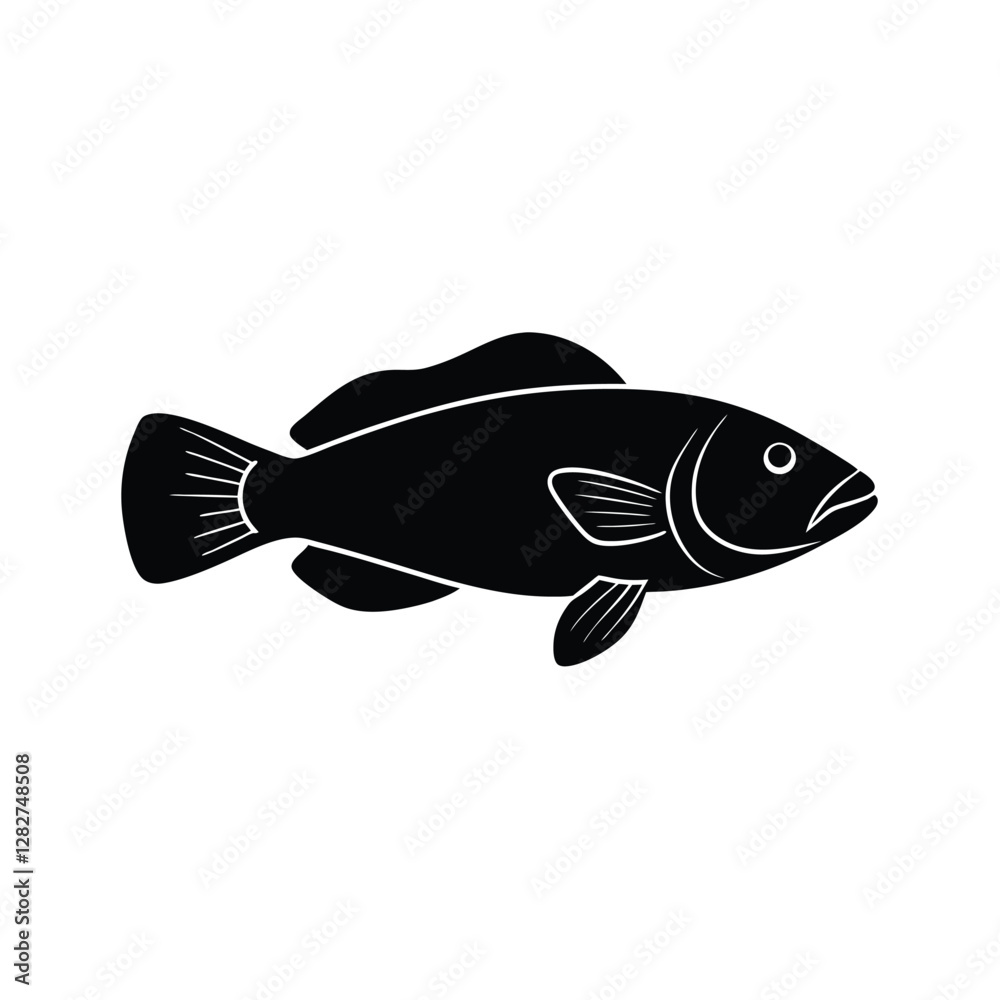 Wrasse Silhouette Vector and Wrasse Fish Black Design Illustration ...