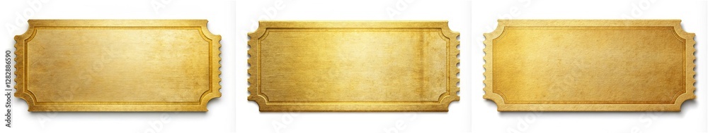 Foto de Stock Three golden tickets with a gold border. The tickets are ...