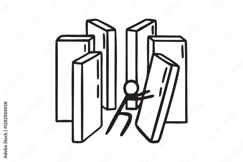 Karma domino and karma concept doodle hand drawn icon social media ...