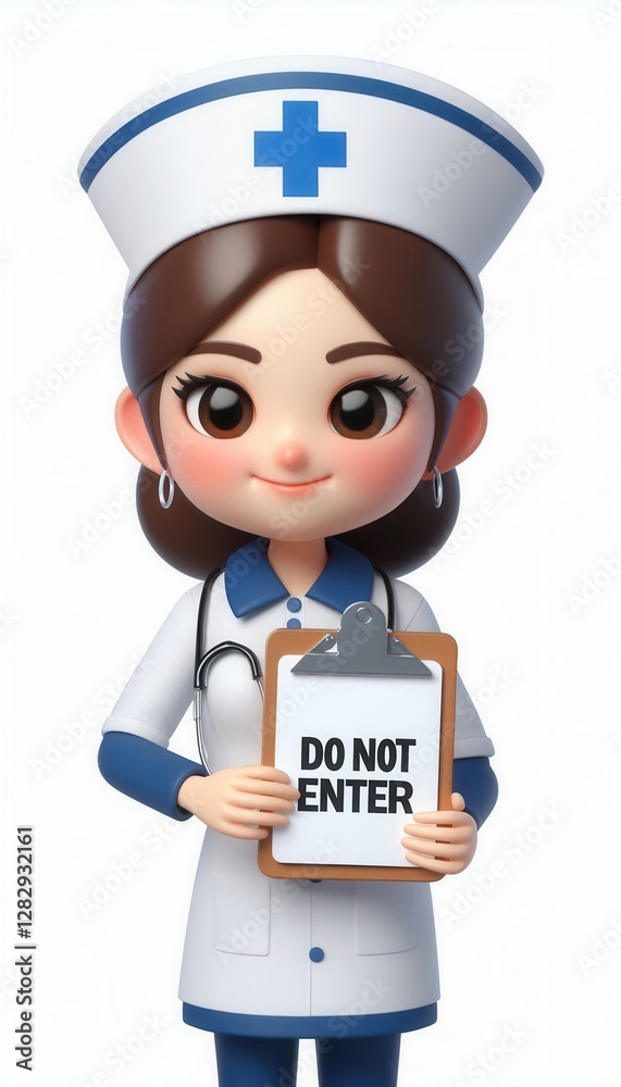 Nurse with do not enter sign hospital safety illustration in medical ...