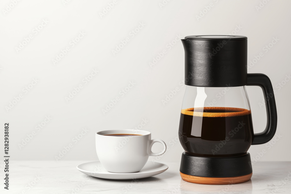 Brewing device makes coffee joyfully, ready to serve delicious fresh ...