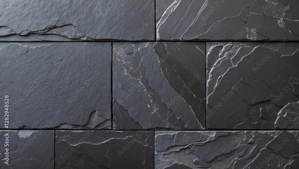 Black slate stone texture background for architectural and interior design applications ...