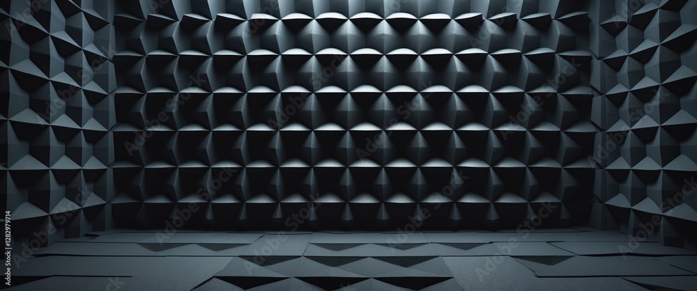 Acoustic chamber interior with soundproofed pyramid-shaped wall panels ...
