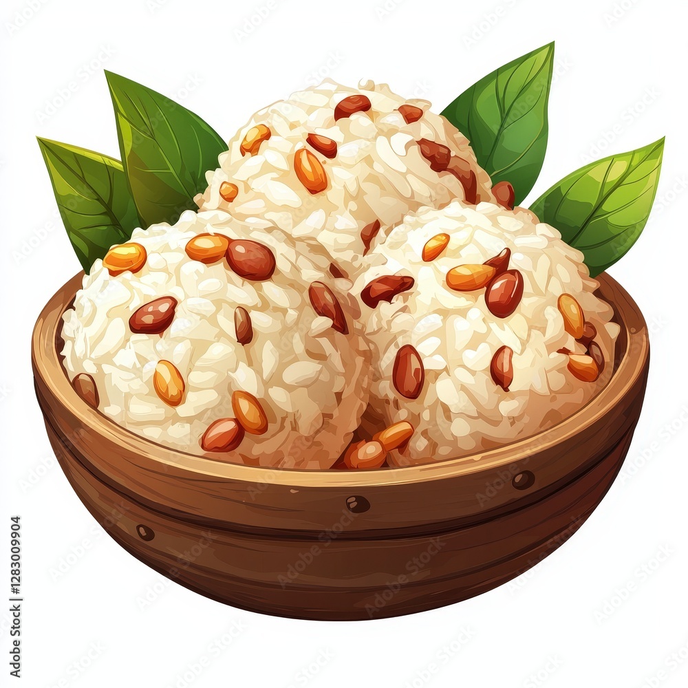 Chinese sticky rice national cuisine dish isolated on white background ...