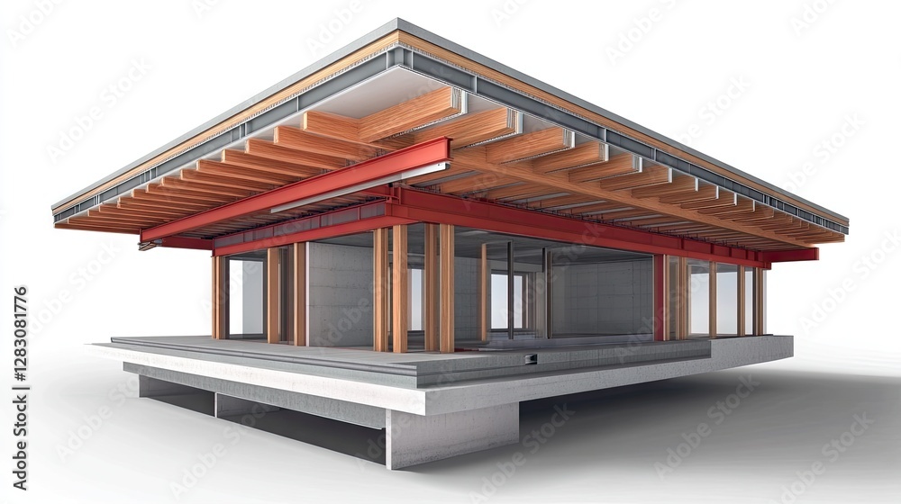 Cross-section of an insulated load-bearing wall system for energy ...