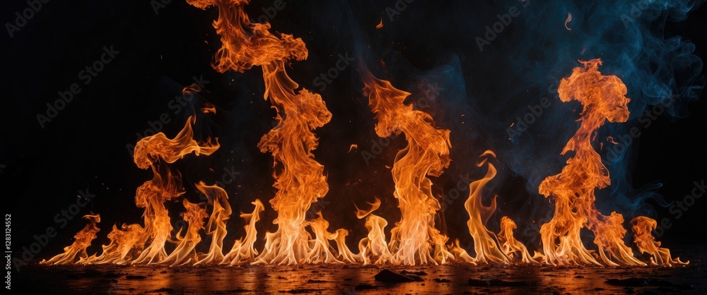 Dynamic fire flames background with vibrant orange hues creating a ...