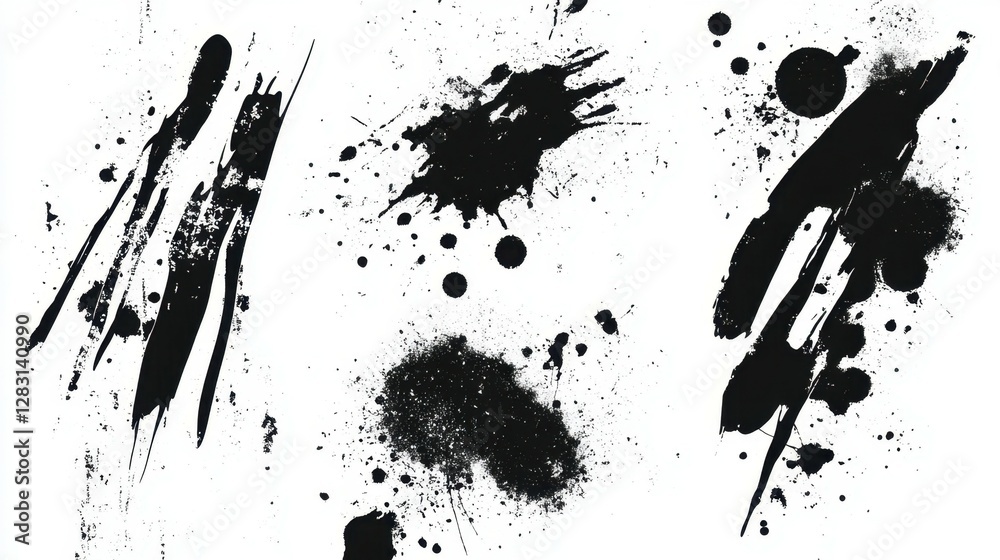 Grunge overlays vector. Different paint textures with splay effect and ...