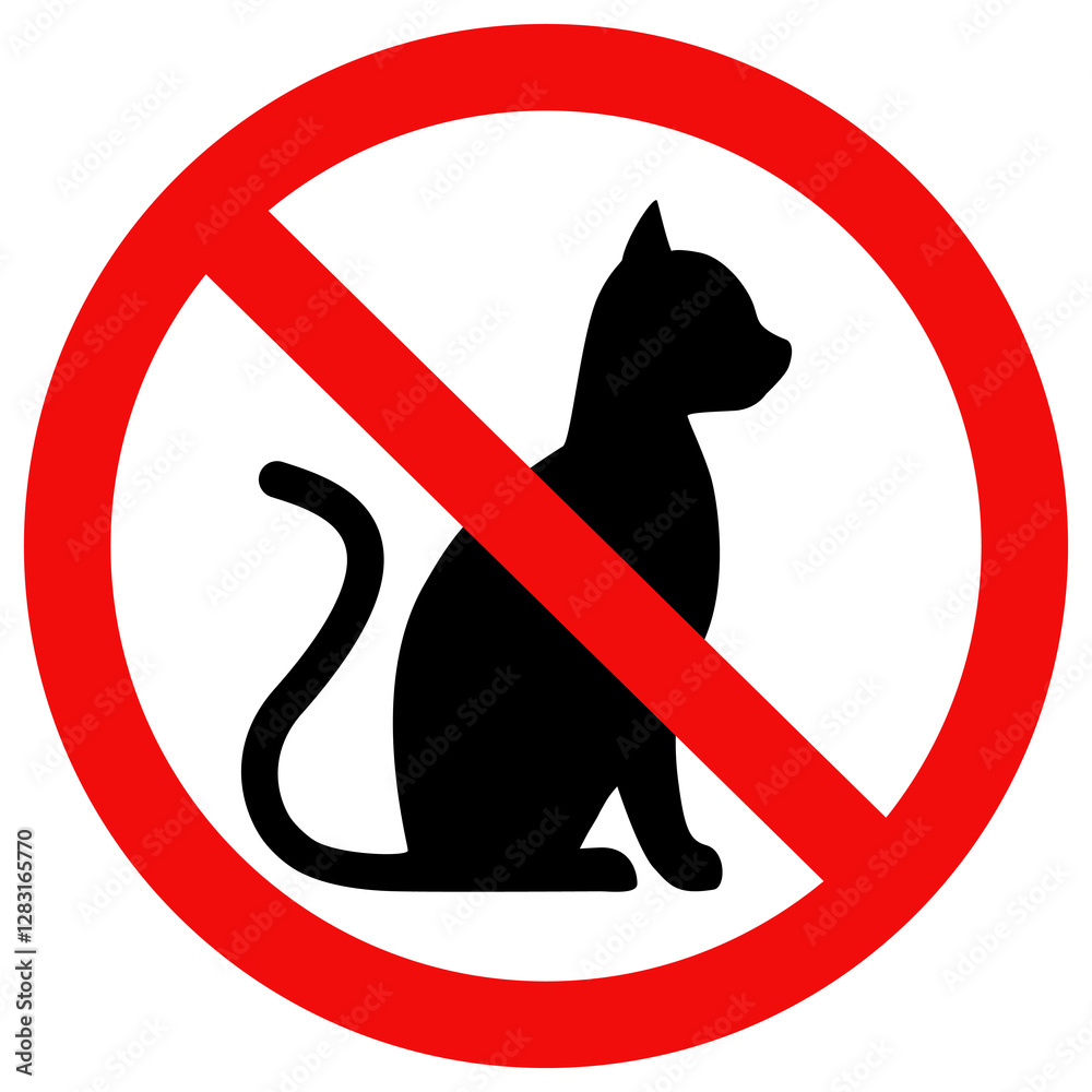 No cat sign. No cats allowed sign. Flat vector illustration simple ...
