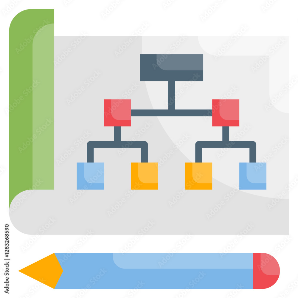 Organizational Chart Hierarchy Diagram Planning Strategy Flowchart with ...