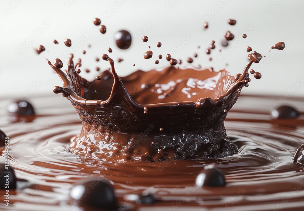 chocolate splash liquid explosion isolated on white glossy motion ...