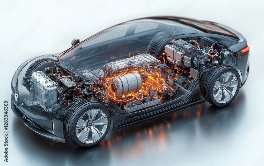 Hyper-Realistic Electric Car Internal Structure Technical Cutaway ...