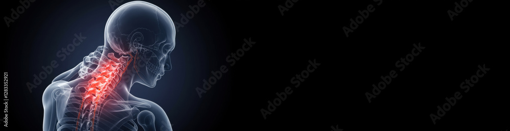 X-ray Illustration of Neck Pain with Inflamed Cervical Spine – Medical ...