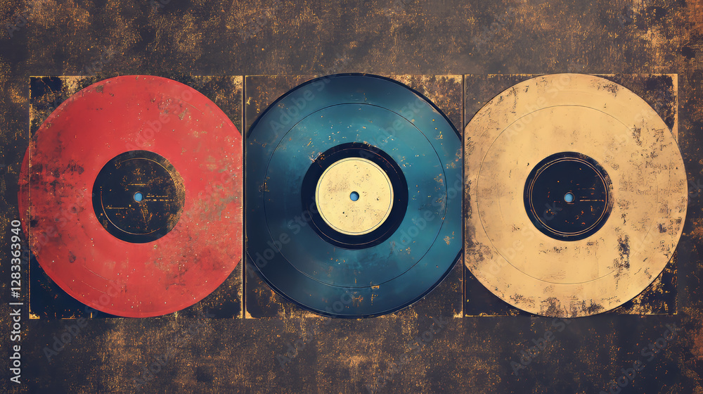 Square distressed edge vinyl record covers set isolated on transparent ...