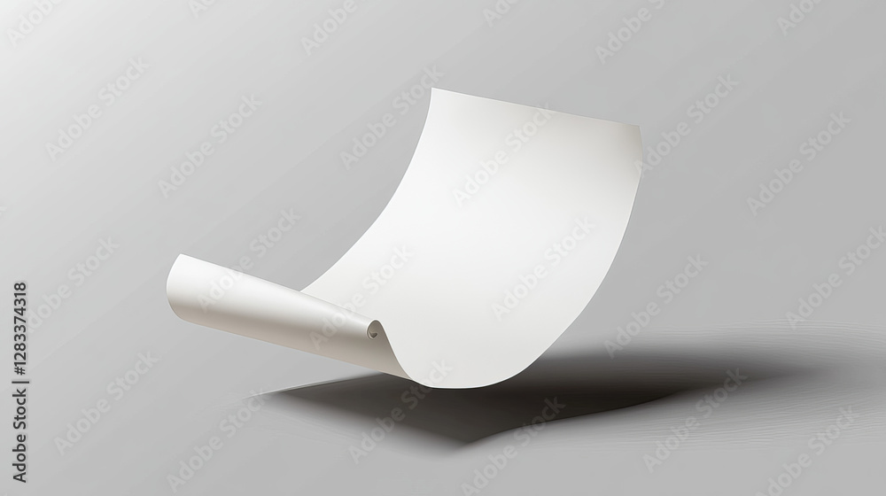 3d fly paper sheet. White document fall vector. Isolated realistic ...