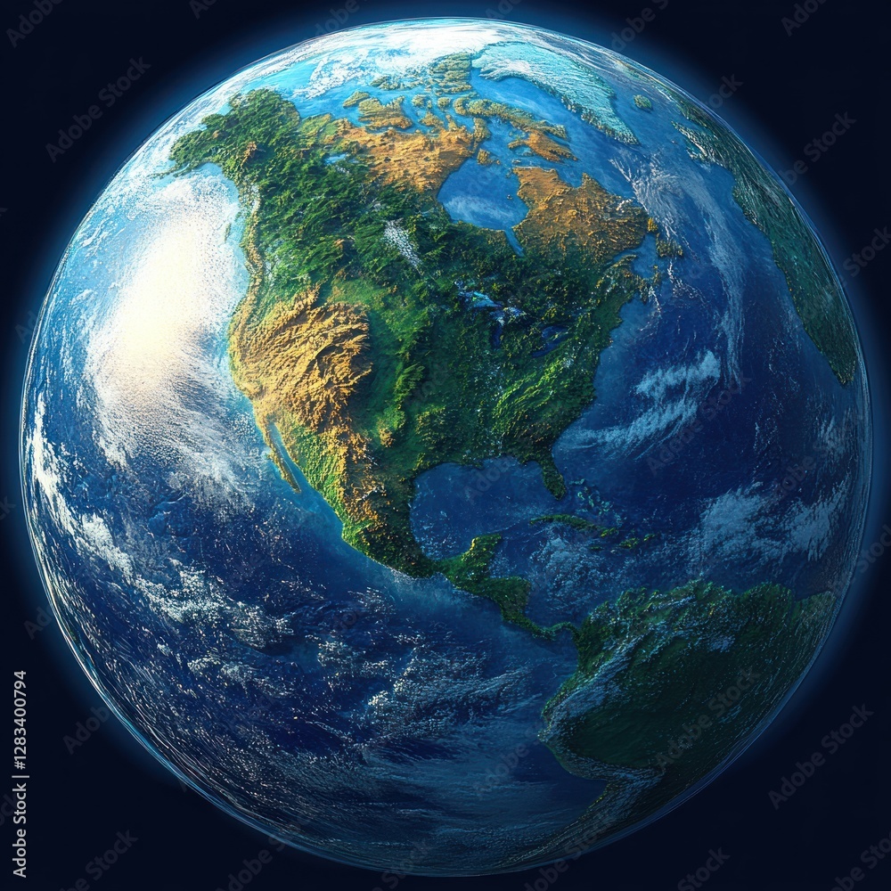 3D Render of Earth with Clouds Showing Europe and Africa in Hyper ...