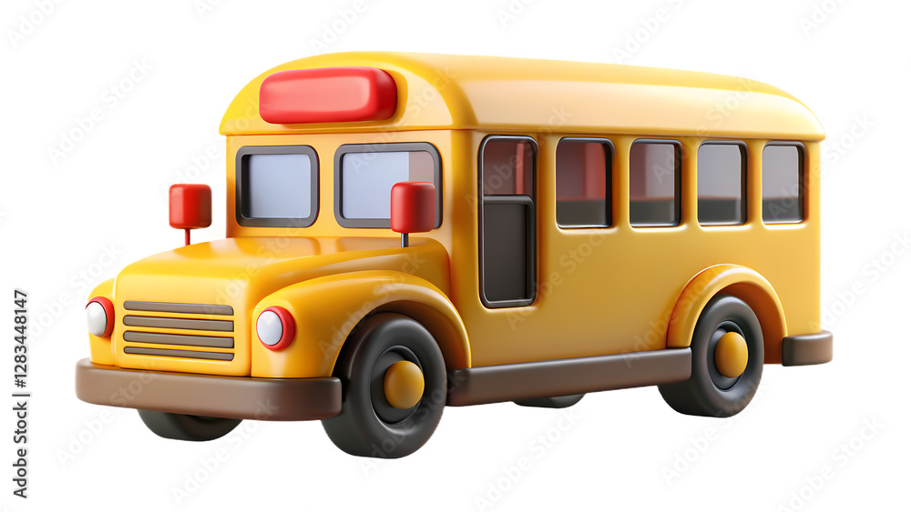 3d cartoon school bus isolated on transparent background Stock ...