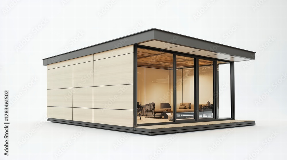 Modern Office Cubicle: A sleek, contemporary office cubicle featuring a ...