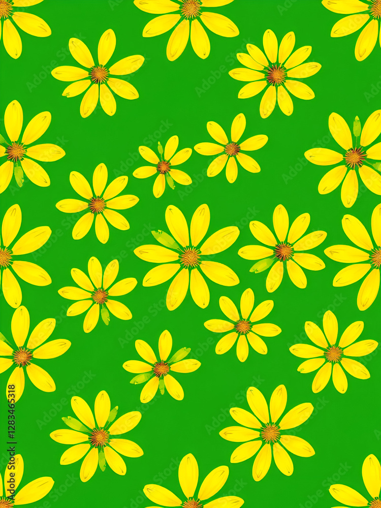 Seamless pattern 2000x2000 px - yellow petals on a green background ...