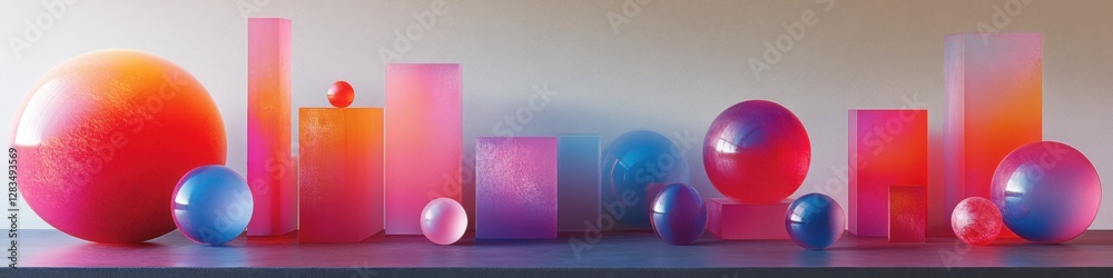 Collection of transparent spheres and cylinders with gradient lighting ...