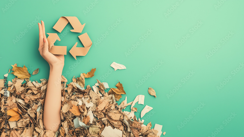 Recycling Hope: A Hand Rises from Waste to Save the Planet/ A lone hand ...