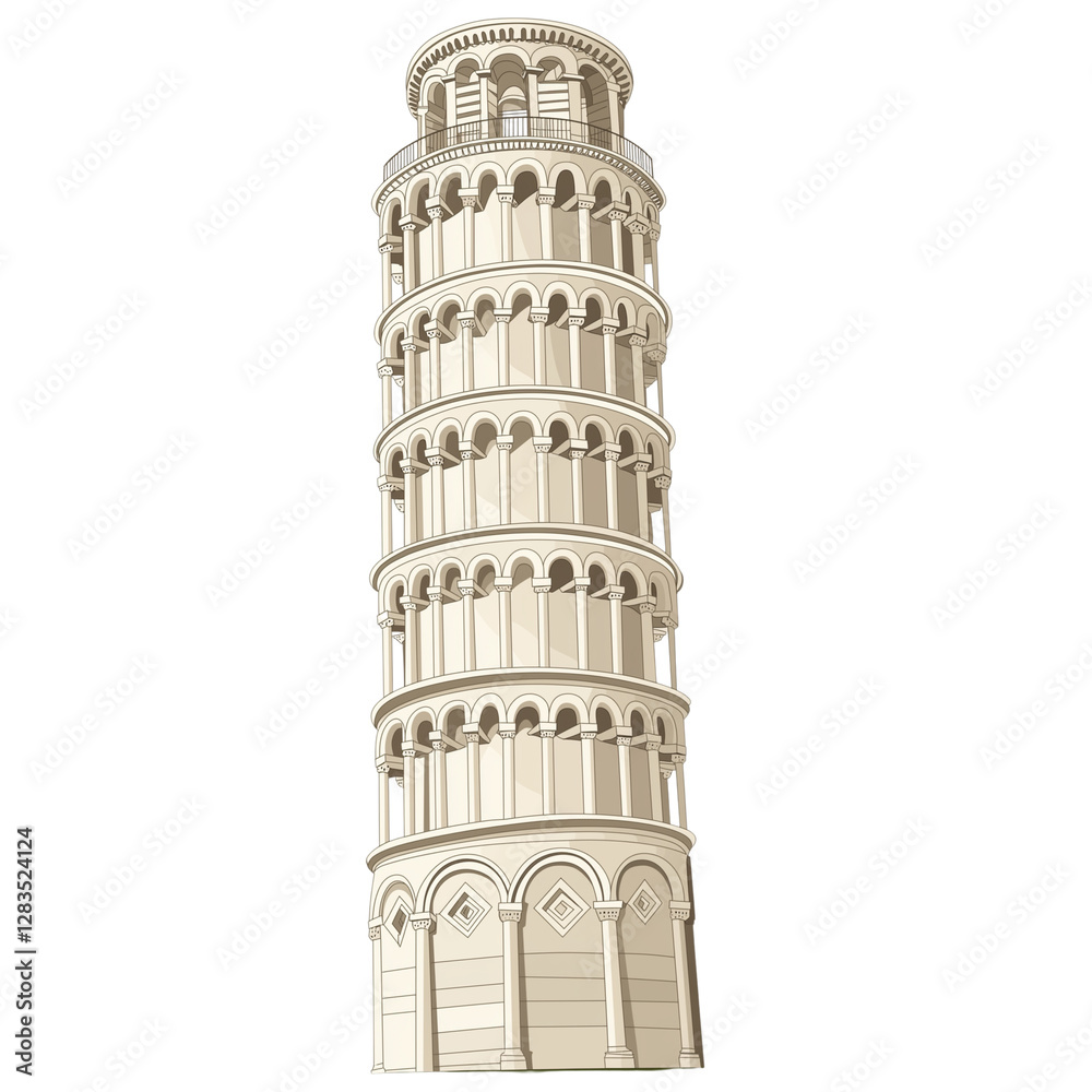 Leaning Tower of Pisa, simple clip art on a transparent background PNG ...