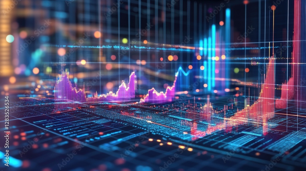 Abstract representation of AI-powered risk analysis with glowing ...