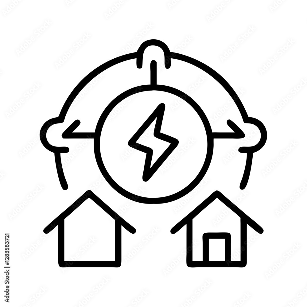 microgrid icon, microgrid line art - simple line art of microgrid ...
