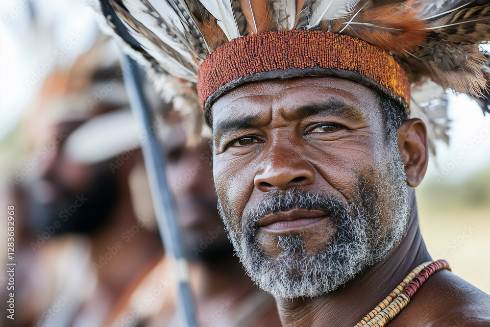 Papua New Guinean tribesman displays traditional pride in feathered ...