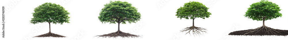 Lush and thriving trees firmly rooted in the earth their vibrant ...