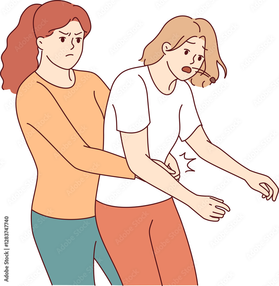 Heimlich technique is demonstrated by woman saving friend who was ...
