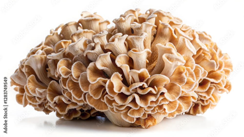 Frilly maitake mushrooms with white transparent background, Soft light ...