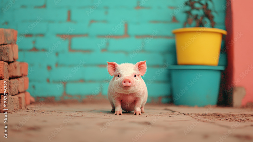 Cute pig, A pig image showcasing high fidelity, chaos theme, designed ...