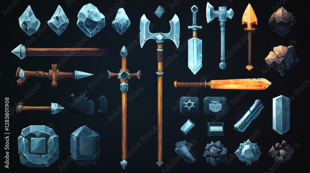 Game ui interface boards with level score and menu buttons with purple ...