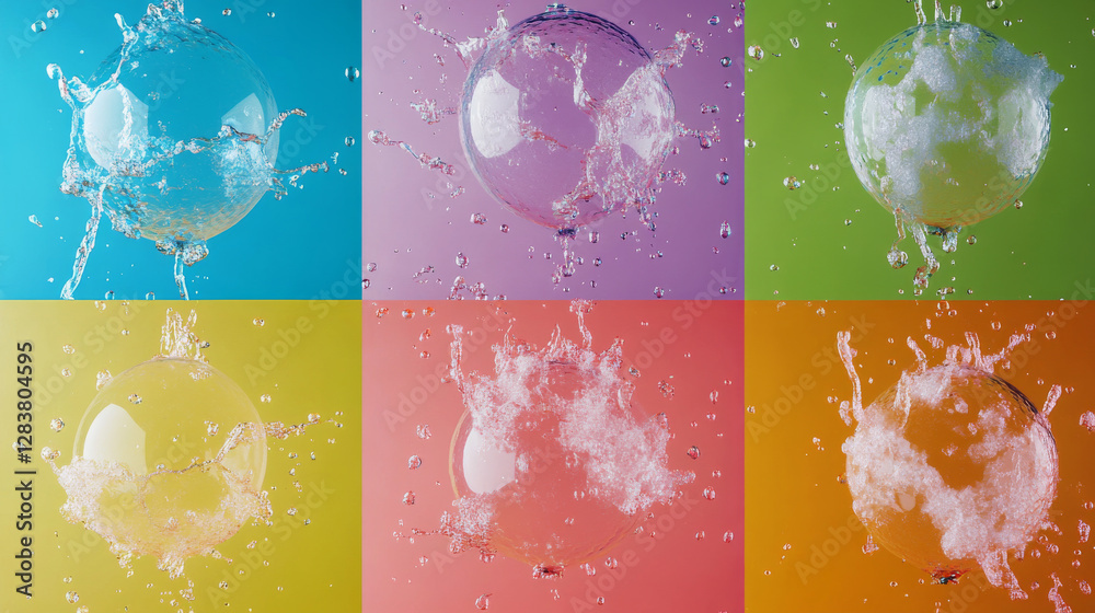 Ilustración de Stock Soap bubble burst. 3d effect of water balloon ...