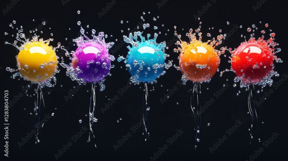 Soap bubble burst. 3d effect of water balloon explosion. Animation ...