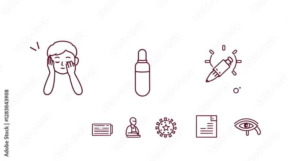 Difficult stress, World vaccination and Coronavirus report line icons ...