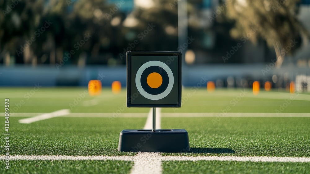 Quarterback training featuring precision passing to stationary targets ...