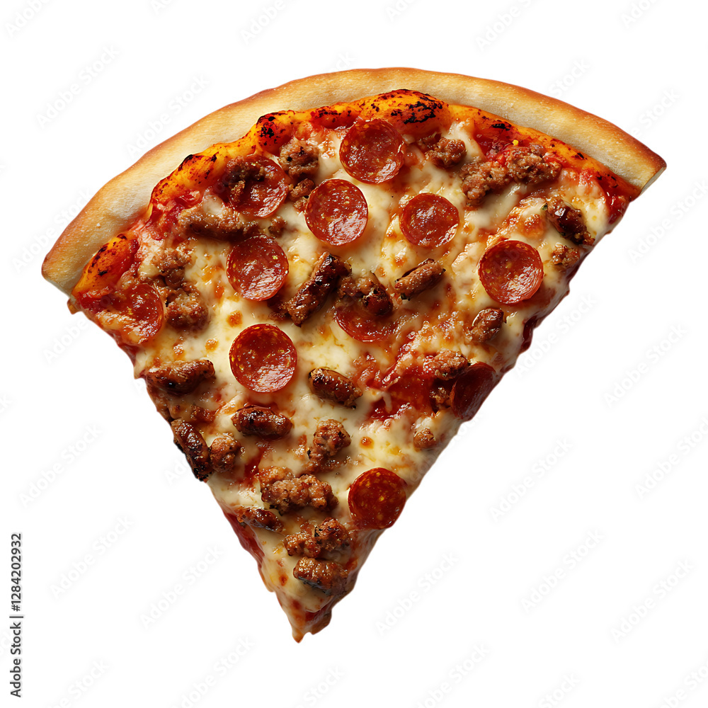 Pizza Slice with Sausage and Cheese PNG Against Transparent Background ...
