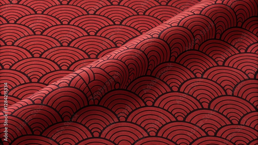 Seamless red and gold wave pattern, featuring a stylized art deco ...